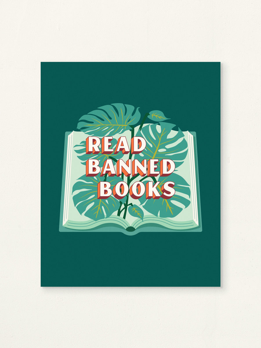 Read Banned Books, open book illustration wall art print – ARCHd